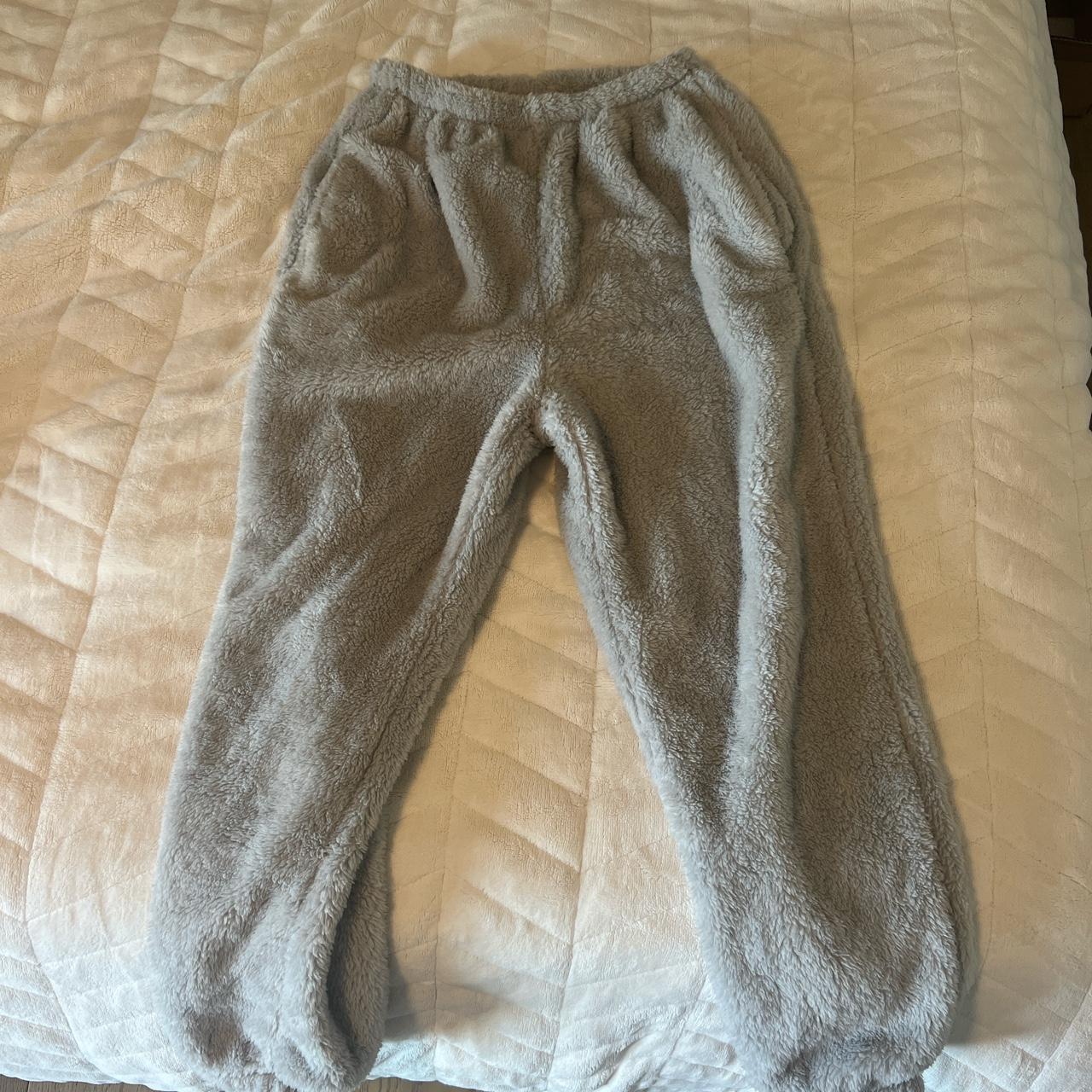 Medium grey fuzzy sweatpants - Depop