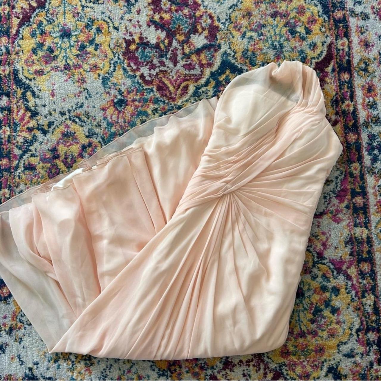 Dreamy Vintage pastel pink one shoulder wedding... - Depop