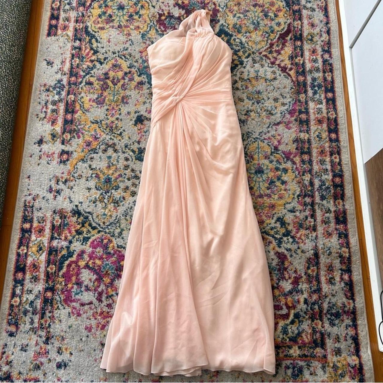 Dreamy Vintage pastel pink one shoulder wedding... - Depop