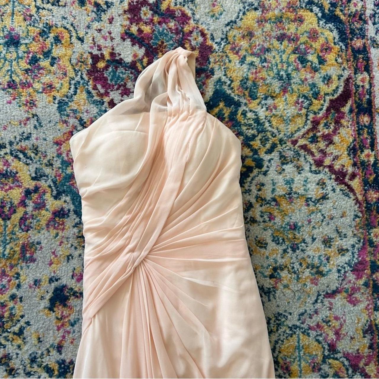 Dreamy Vintage pastel pink one shoulder wedding... - Depop