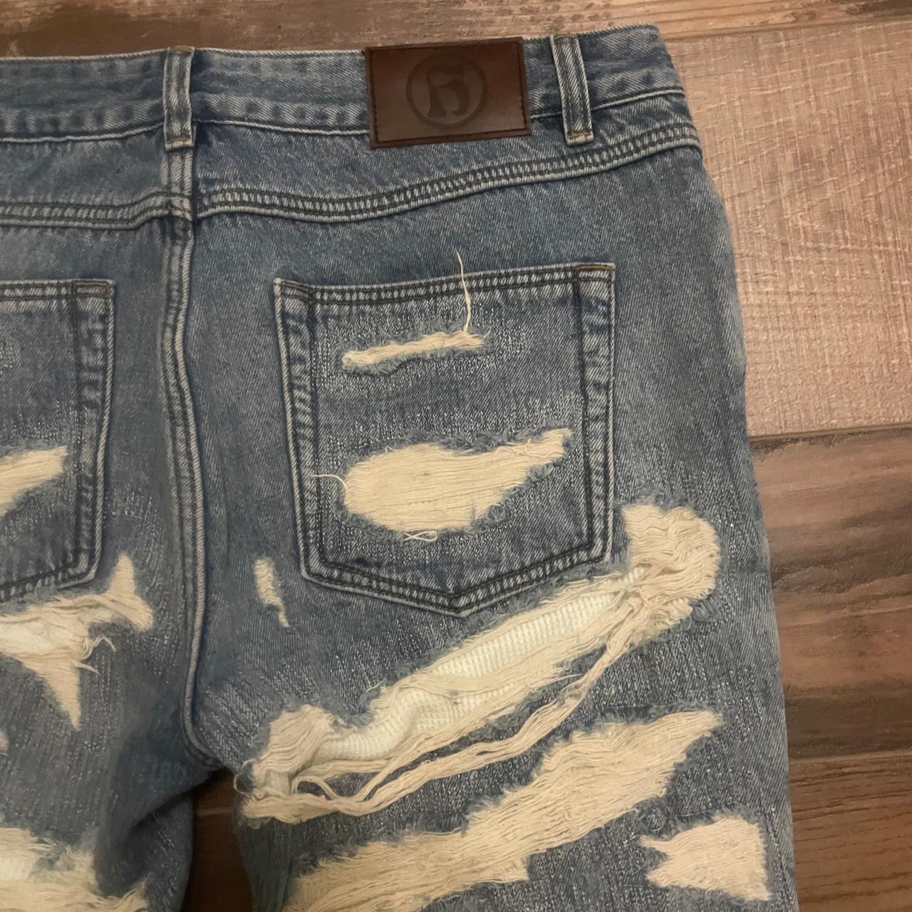 Hand Made Rust Red Tag Denim Pants Distressed... - Depop