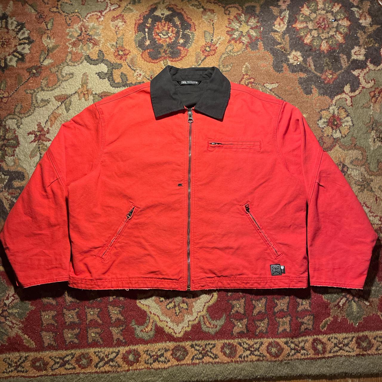 red Zara workwear Detroit jacket good condition... | Depop