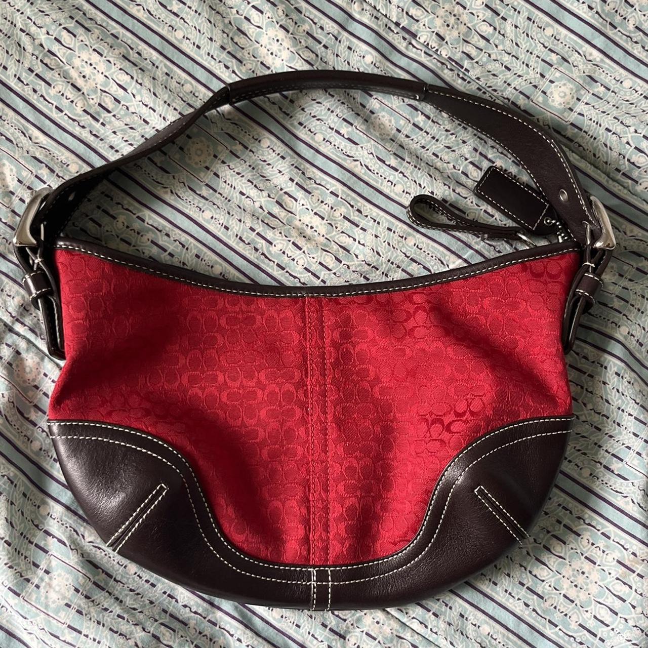 Coach red shoulder bag Small stain on the back of... - Depop