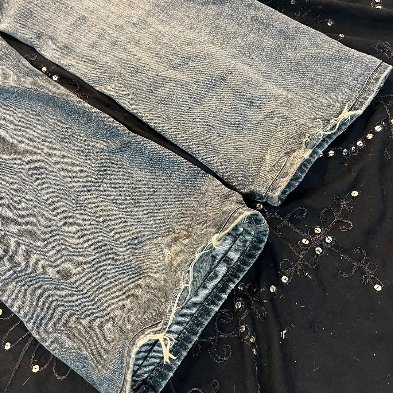 Helix relaxed boot cut jeans with distressed crosses... - Depop