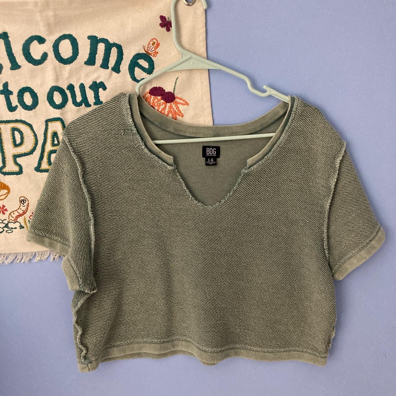 Green BDG inside out crop top - Depop