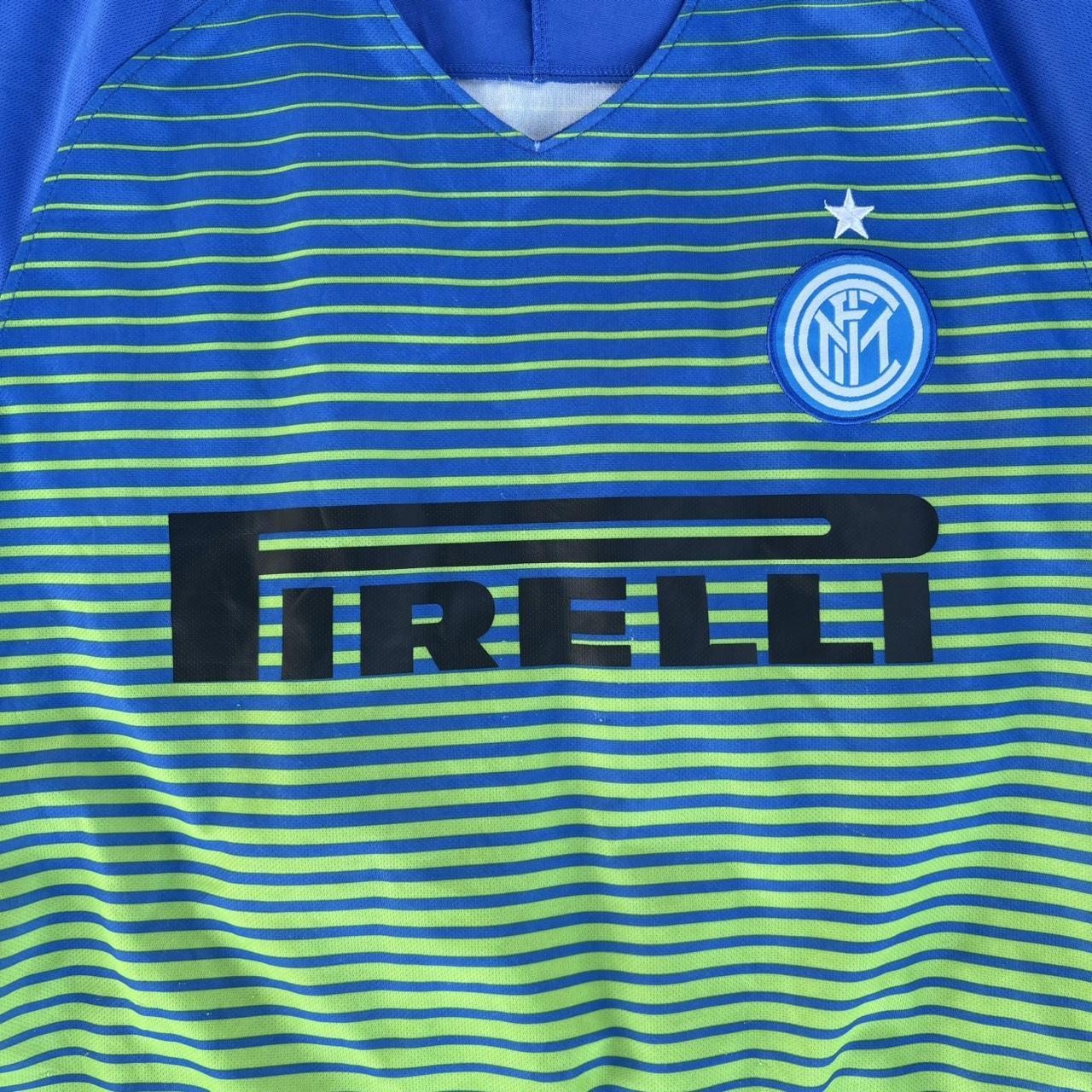 Inter Milan blue and green soccer jersey... - Depop