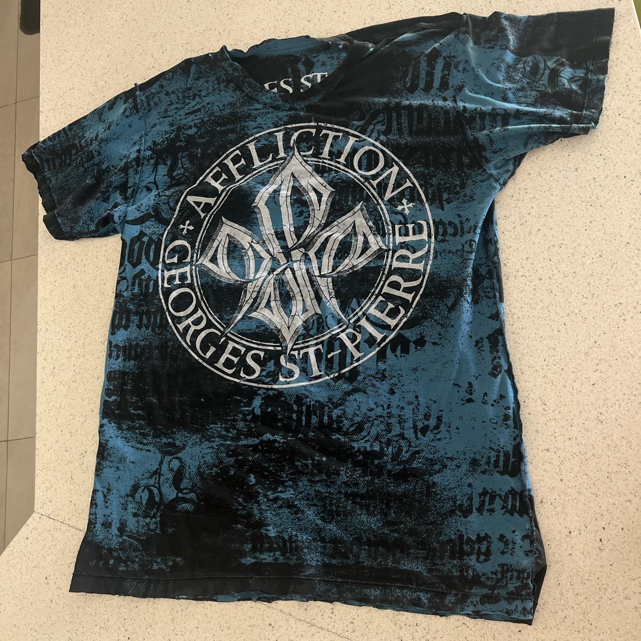 Affliction Blue Reversal tee shirt XL Has been worn... - Depop