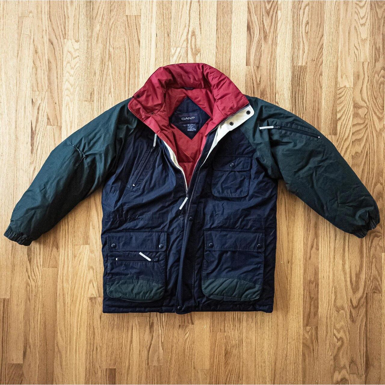 VINTAGE Gant Jacket Mens L Green Red Blue Puffer... - Depop
