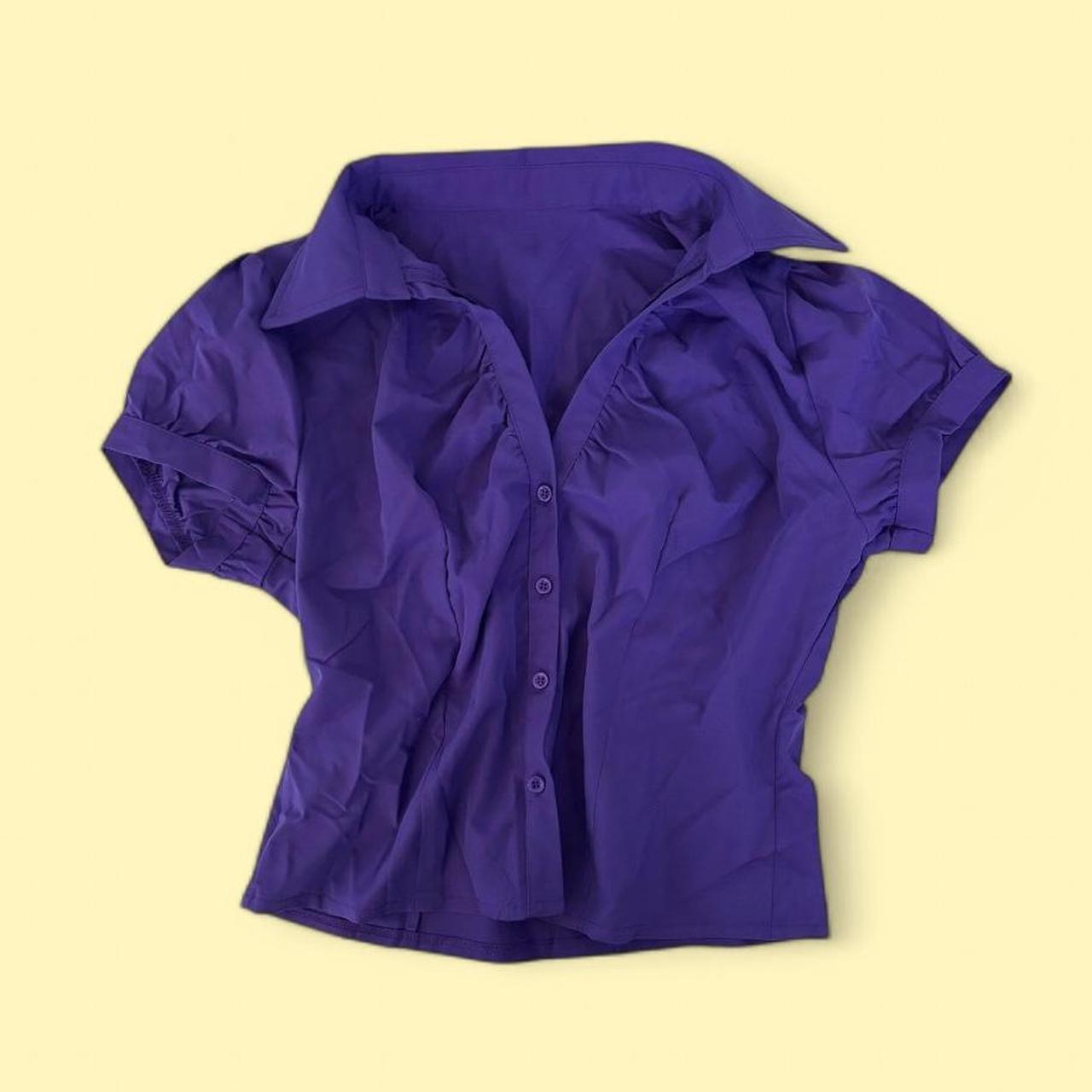 deep purple button up with subtle ruched bust and... | Depop