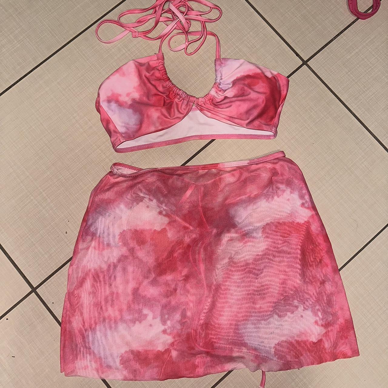 Pink tye dye set, cute as a swimsuit or festival... - Depop