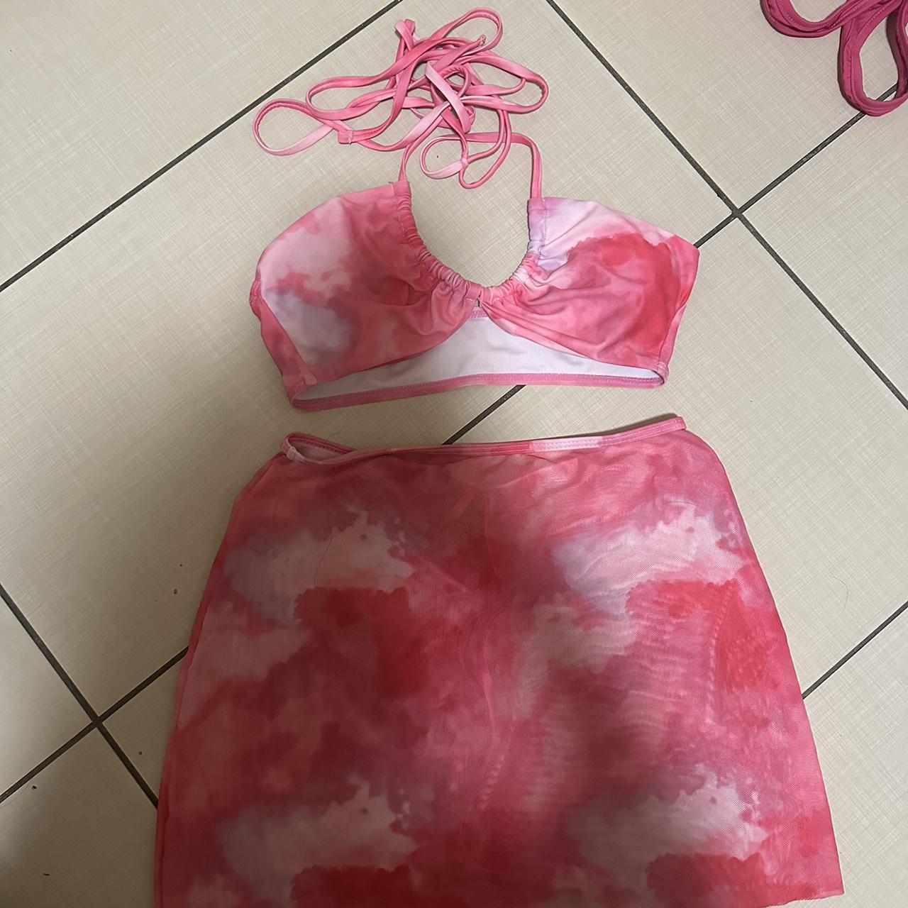Pink tye dye set, cute as a swimsuit or festival... - Depop