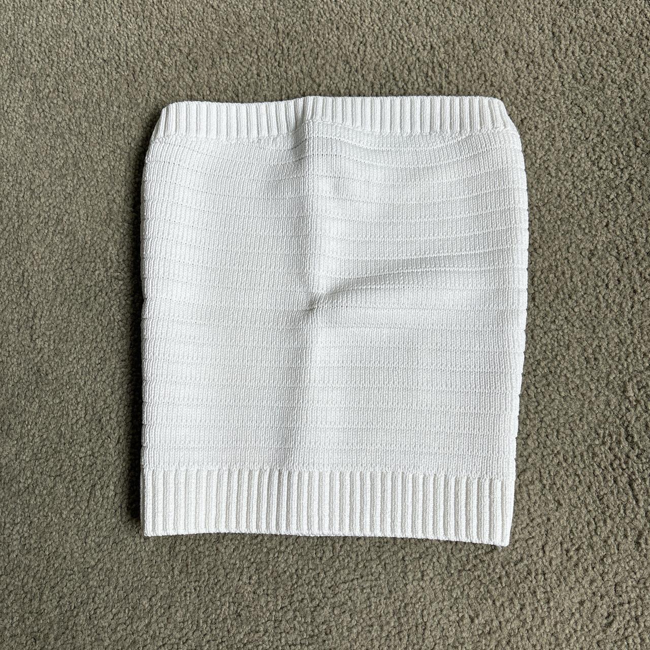 Venroy white ribbed strapless top in size S. Selling... - Depop