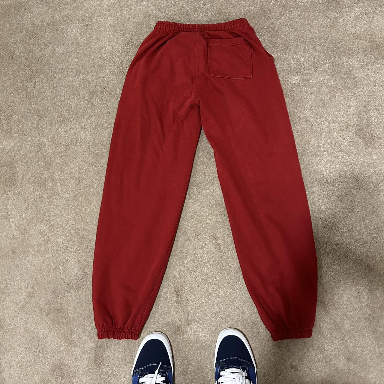sp5der worldwide red angel sweat pants!! small... - Depop