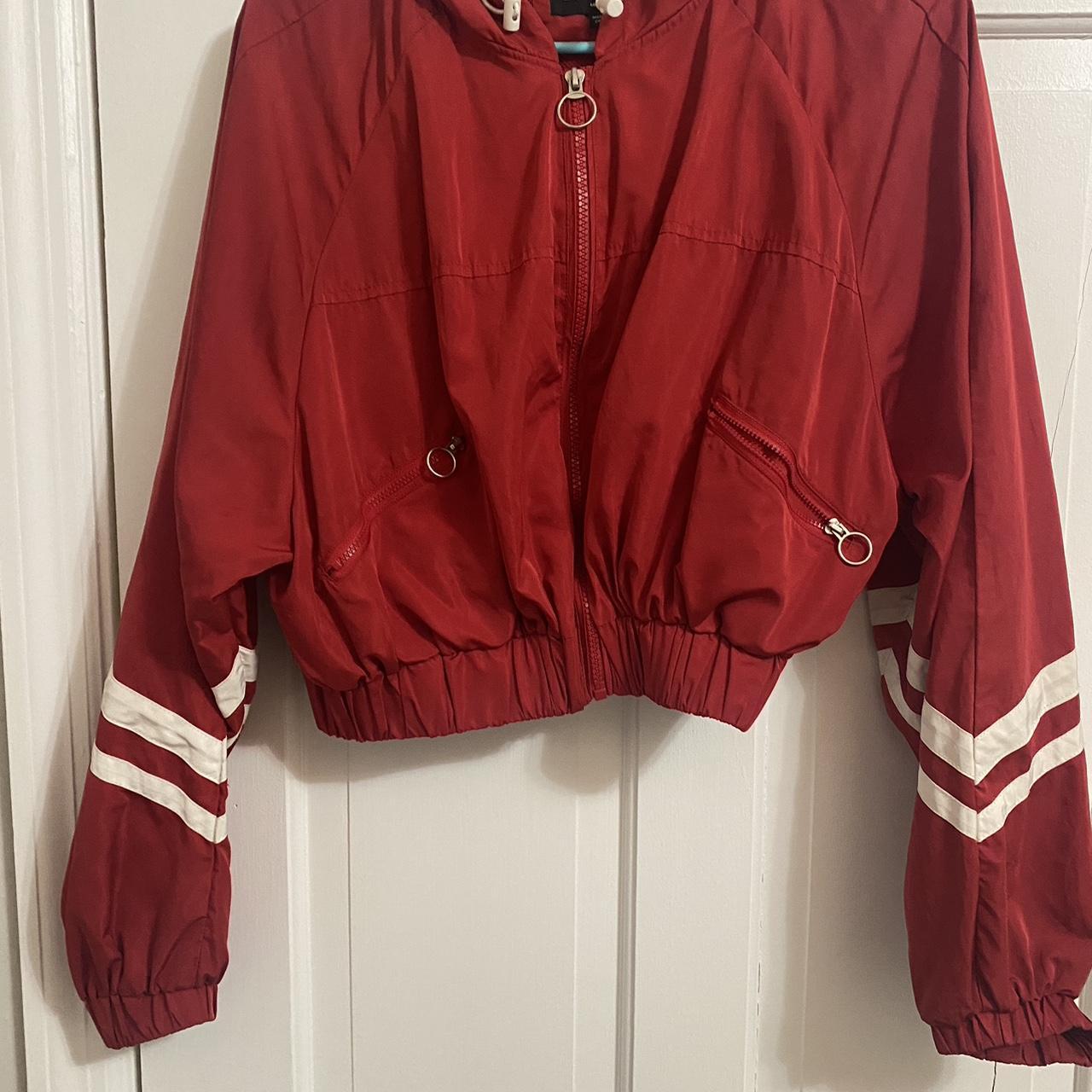 cute red cropped skater jacket - Depop