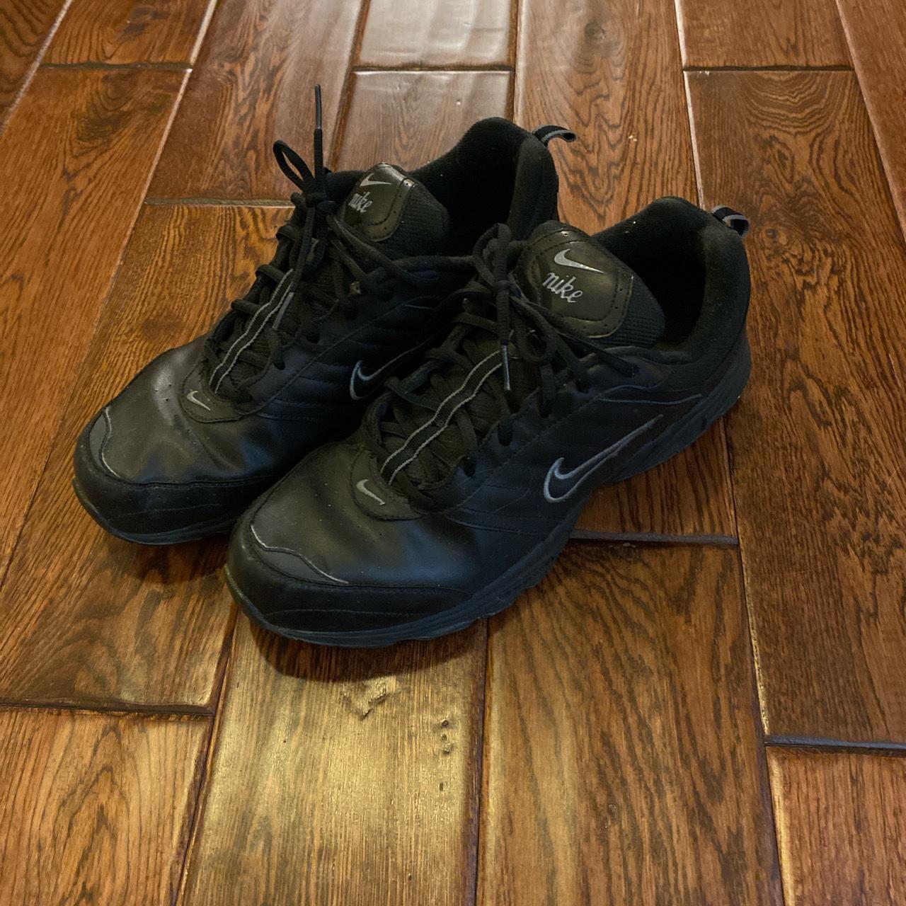 y2k nike shoes all black with reflective toe - Depop