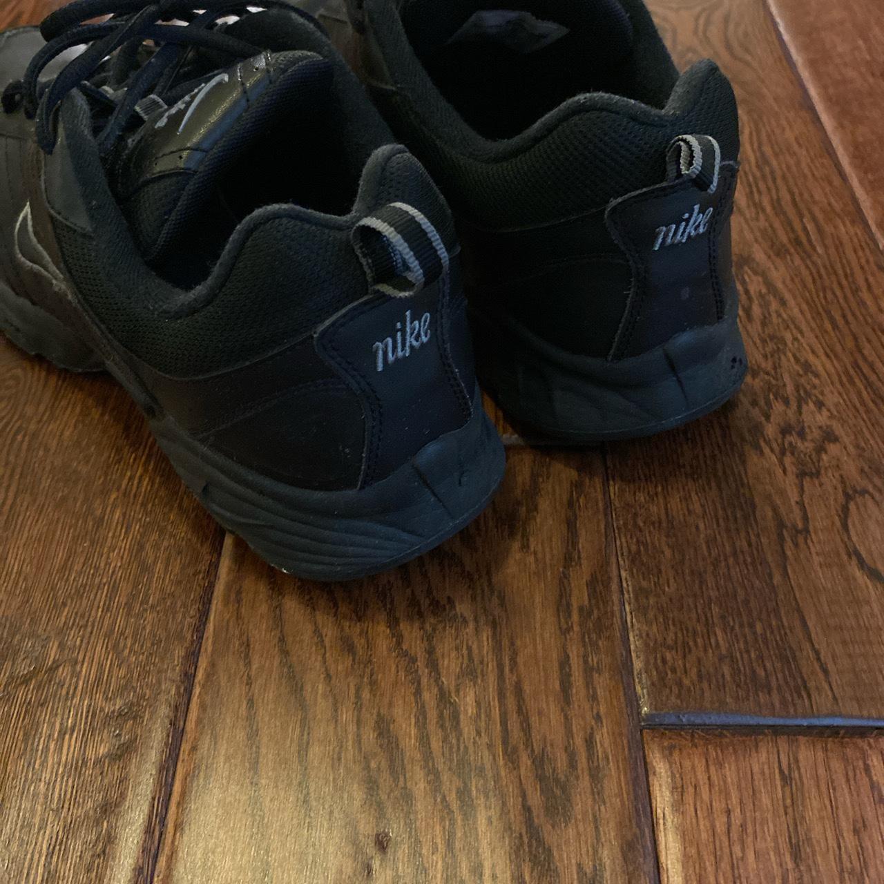 y2k nike shoes all black with reflective toe - Depop