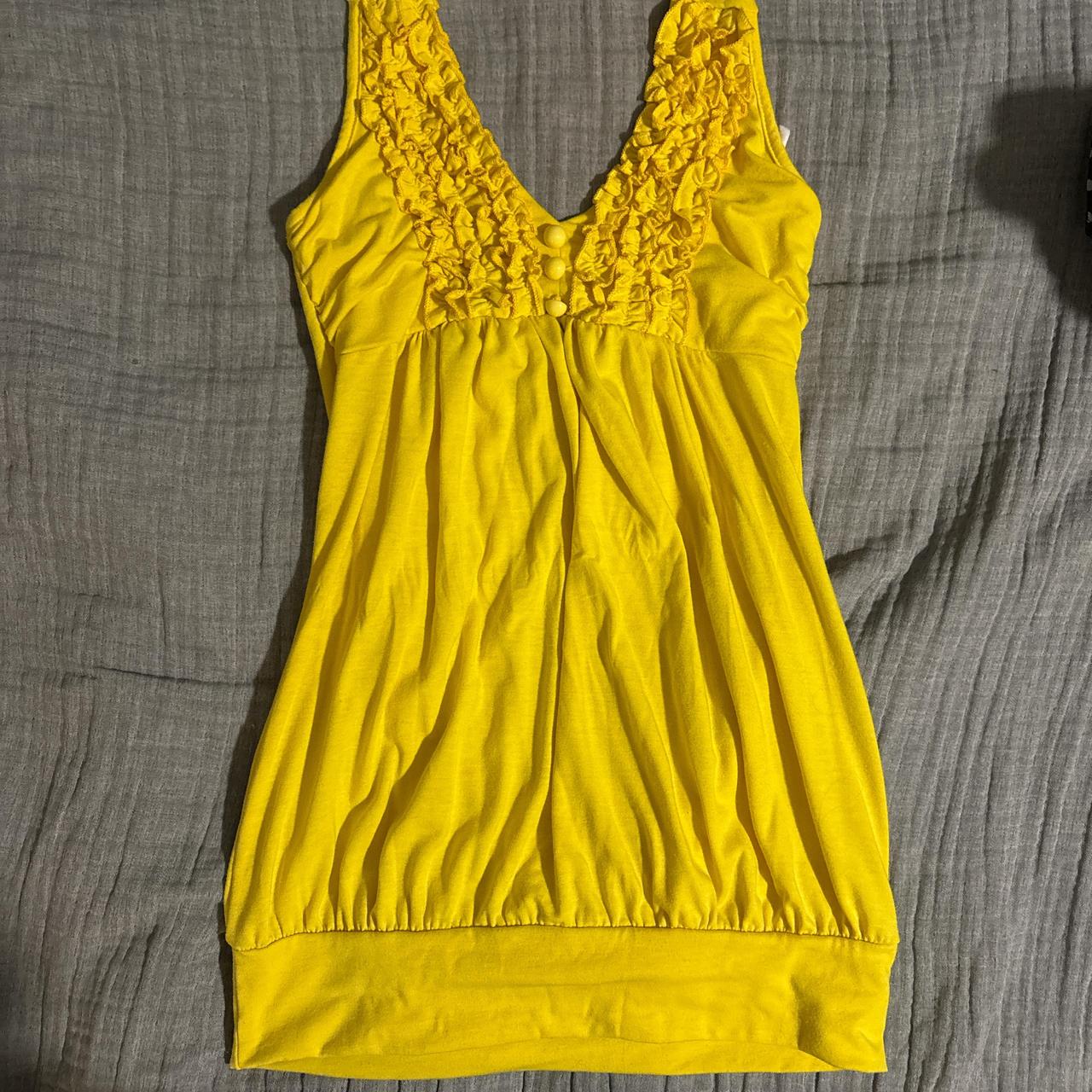 women’s BOA brand yellow ruffled y2k tank top ||... | Depop