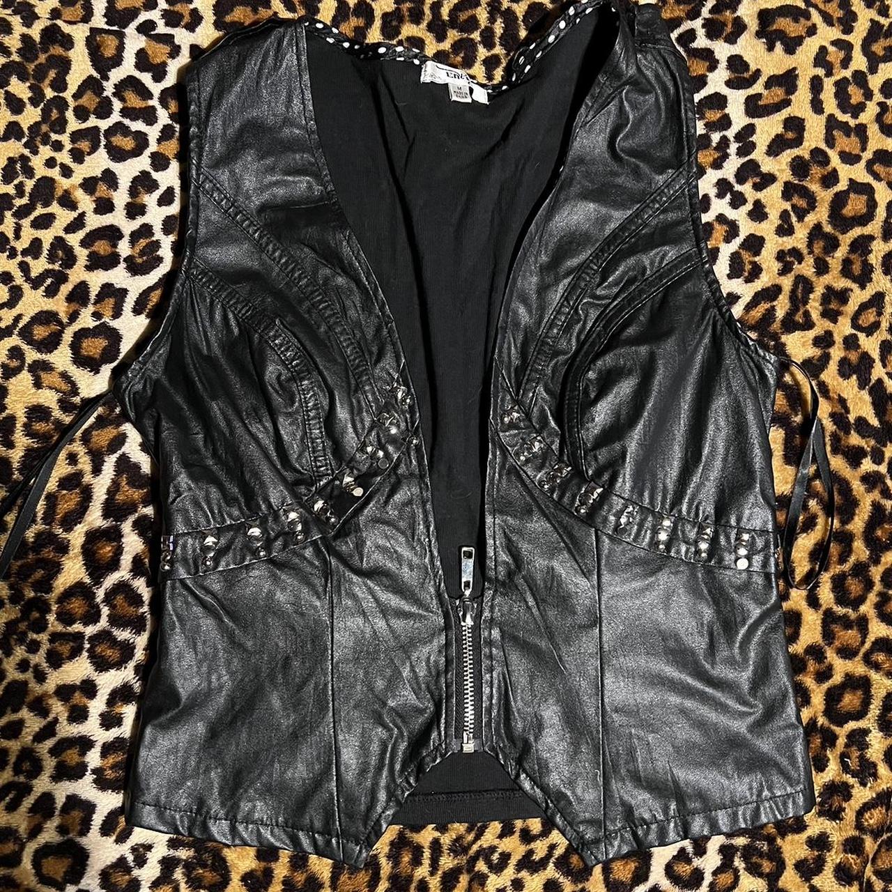 Woman’s leather zip up top with studs Brand entry... - Depop