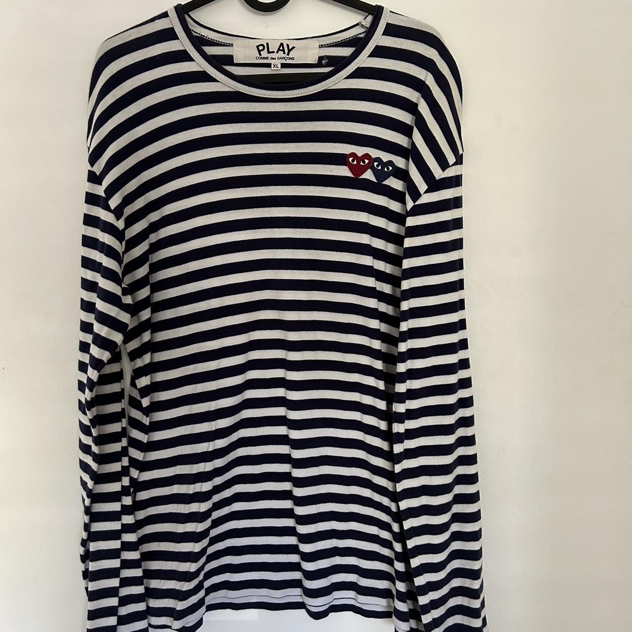 CDG comme des garçon play striped long sleeve tee - Depop