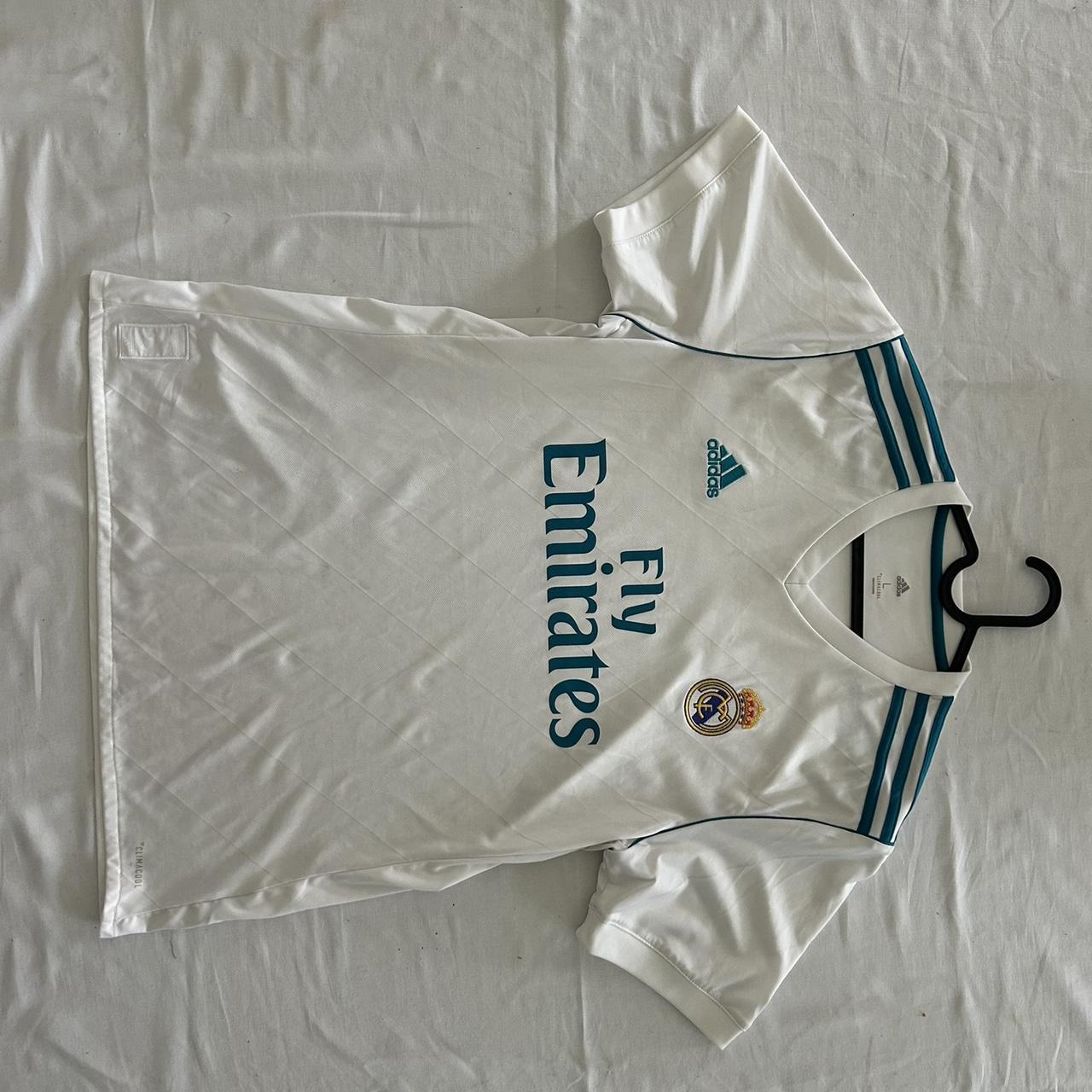 Real Madrid 2015/2016 kit white and blue Adidas... - Depop