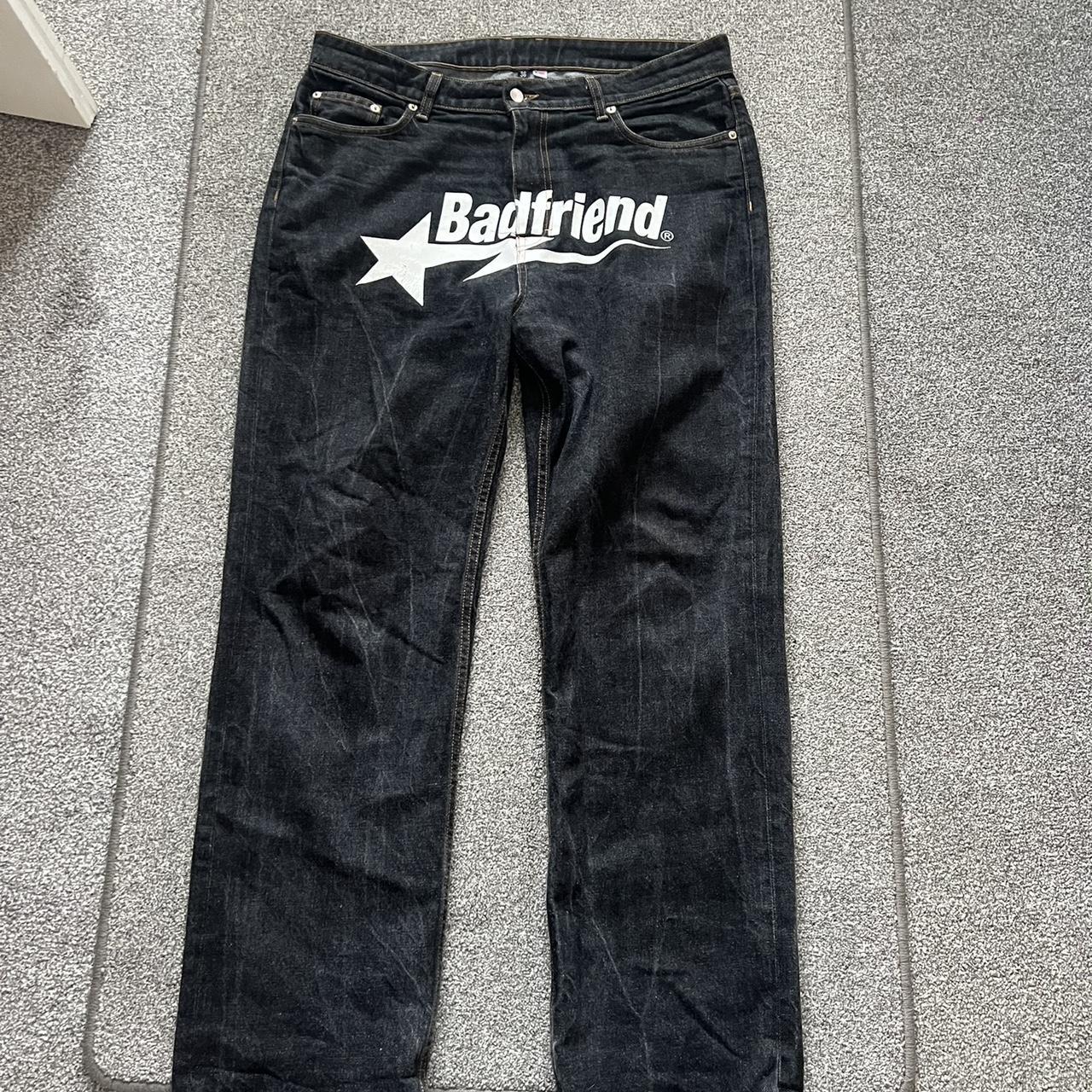 Badfriend jeans A-bit of cracking on the logo Size... - Depop