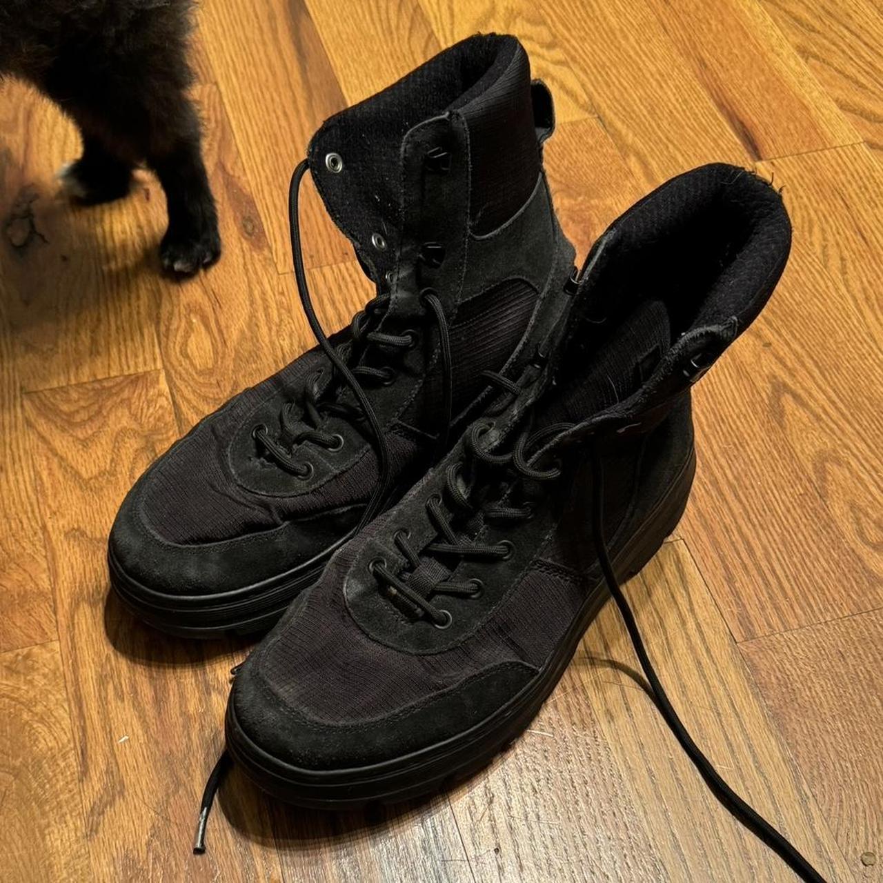 Black Doc Martens Tech Combat Boots, heel tag cut... - Depop