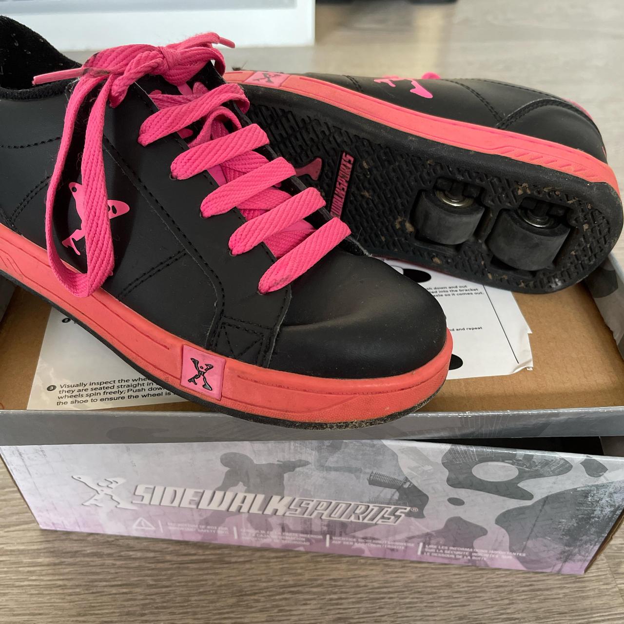 sidewalk heelys pink and black uk 3 - true to size... | Depop