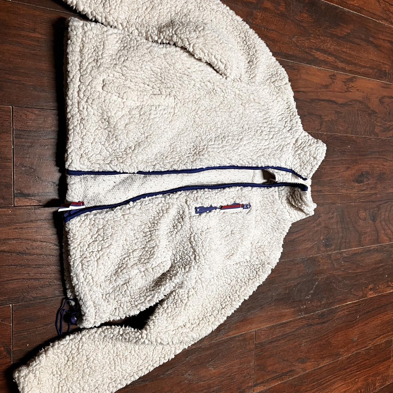 beige white sherpa jacket - Depop