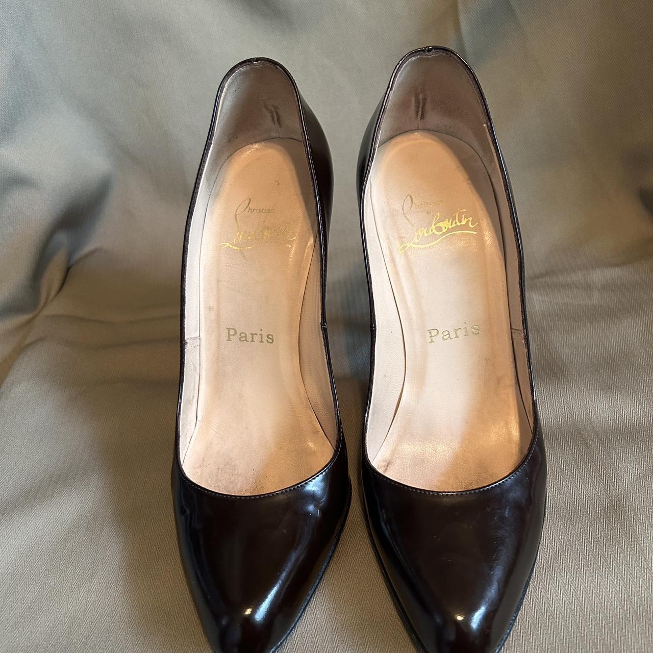 Red bottom black leather pumps | Depop