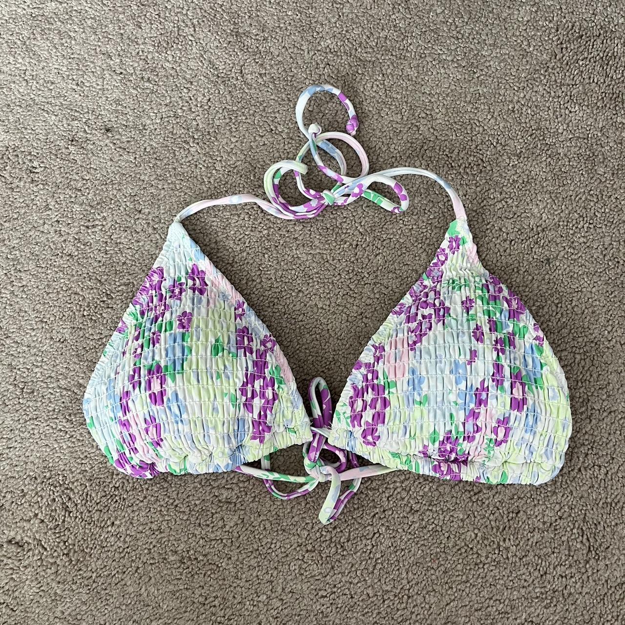 Floral halter, bathing suit top - Depop