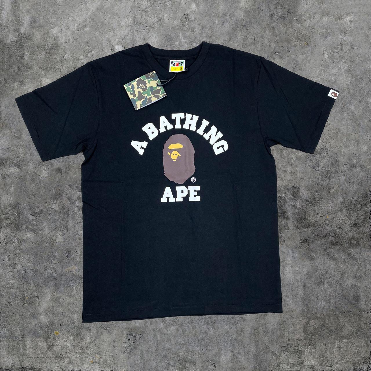 BAPE by A Bathing Ape College Black T-shirt 🏆... - Depop