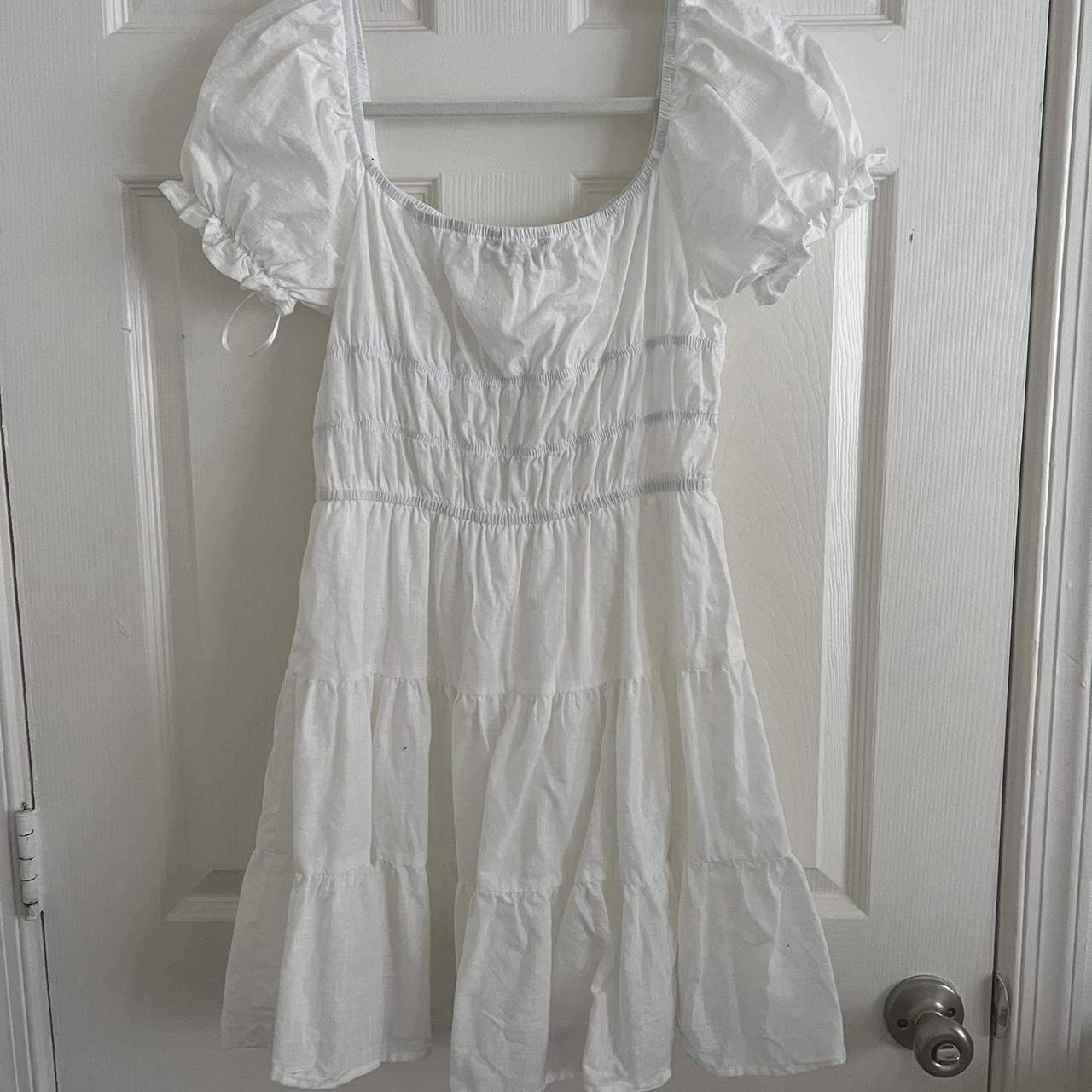 white peasant dress from shein, size M/6. originally... - Depop