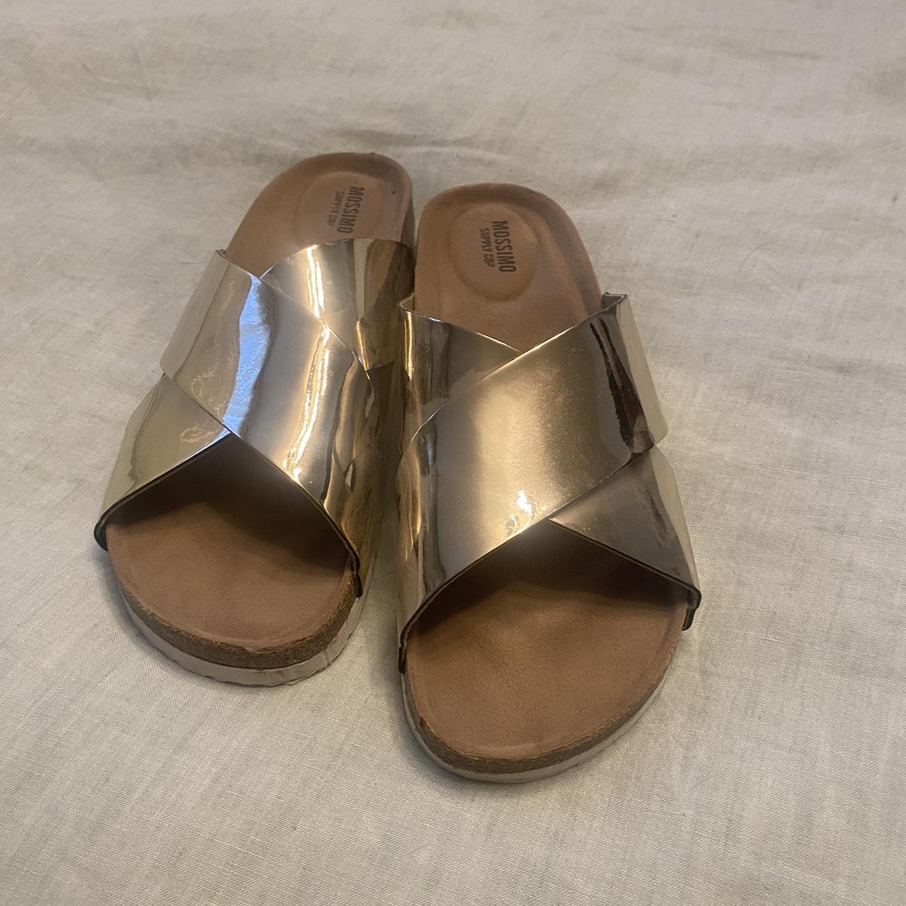 Mossimo Women's Gold and Brown Sandals | Depop