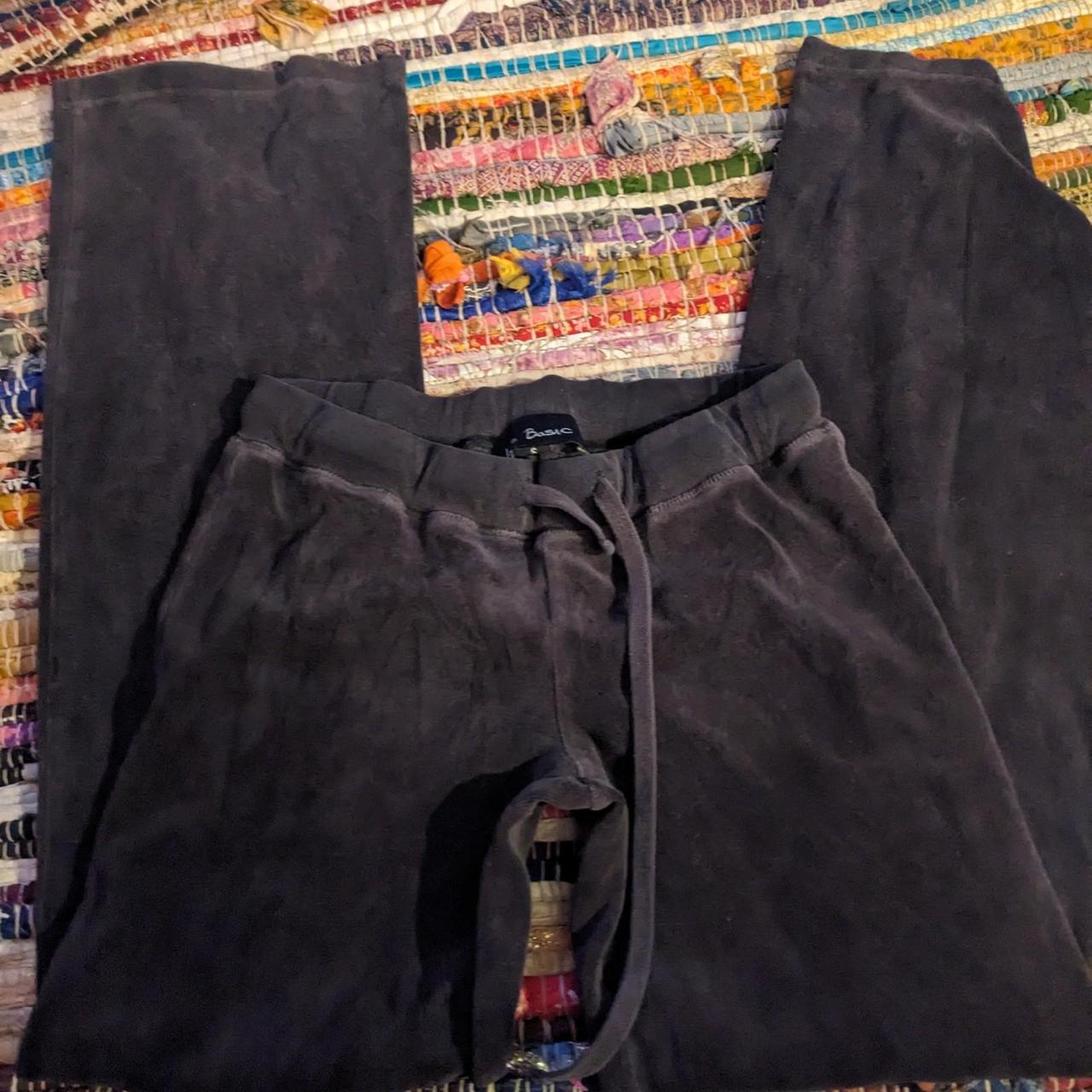 Black velvet low rise sweats | Depop