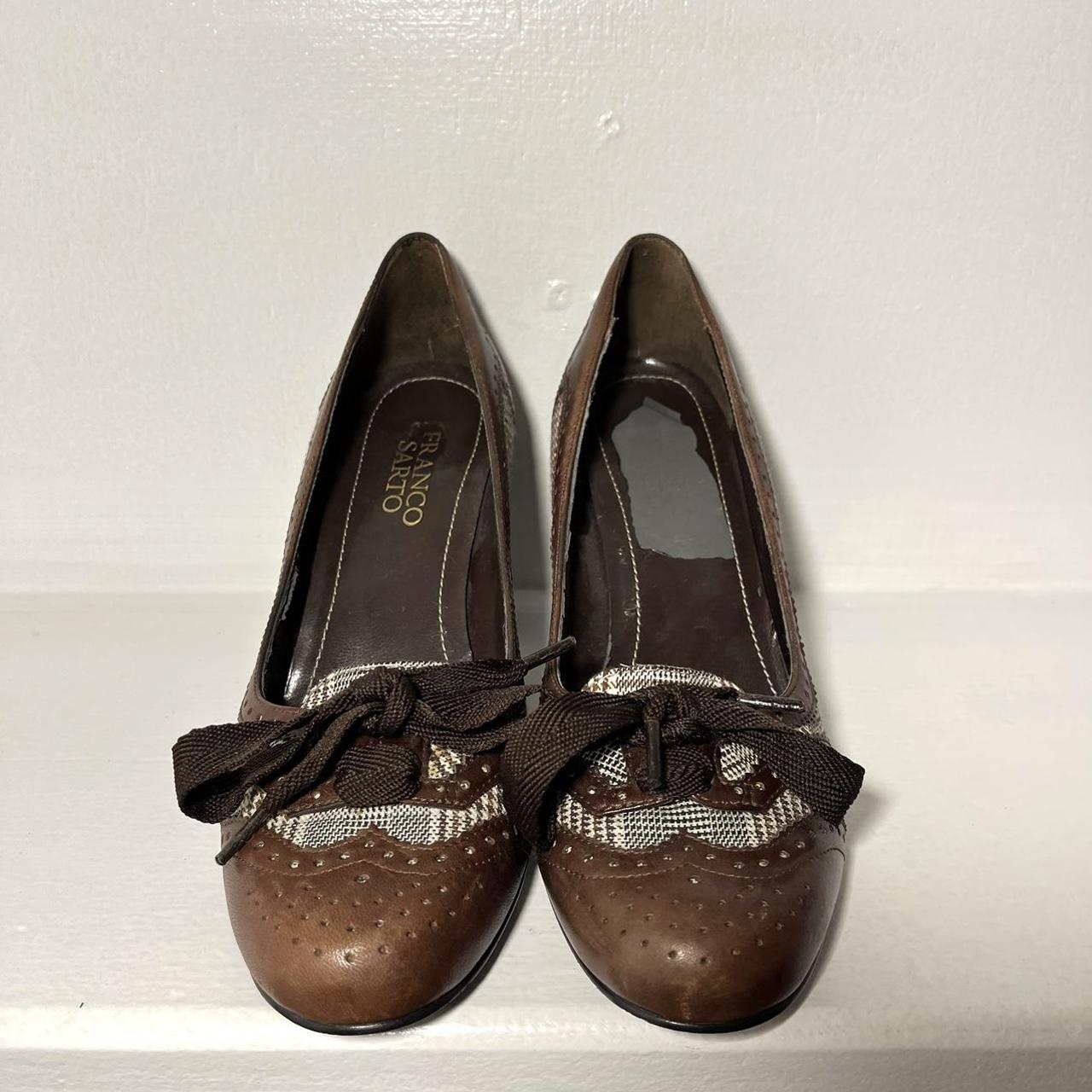 “halley” brown leather round toe bow wingtip brogue... - Depop