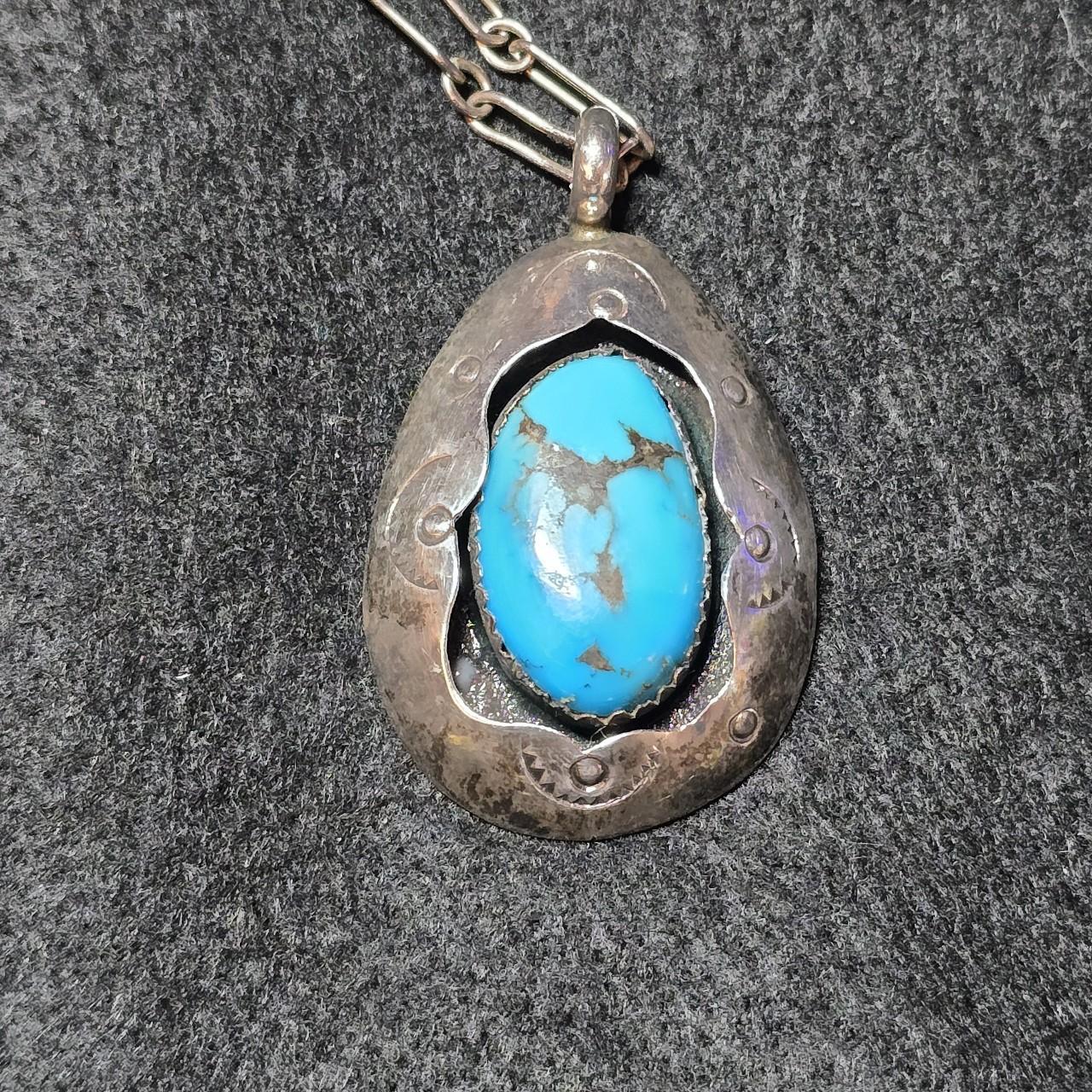 Indigenous people Shadow box turquoise stone and... | Depop