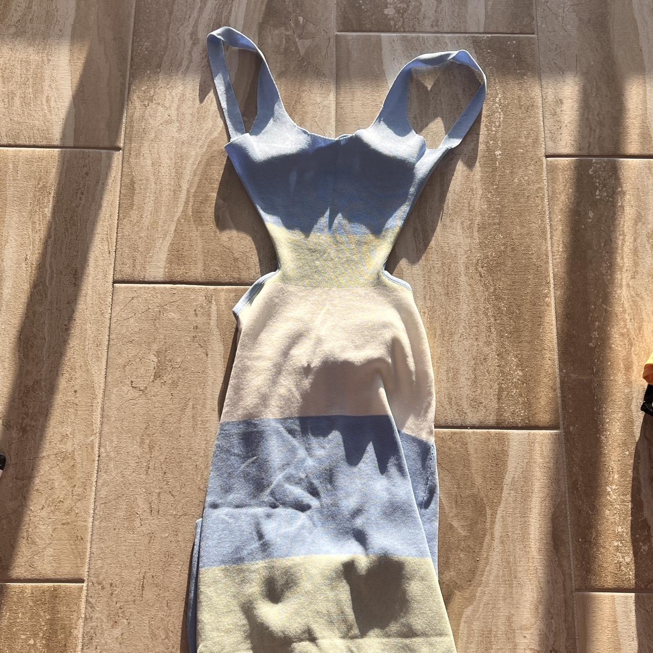 Pastel open back long maxi dress body con Size small - Depop