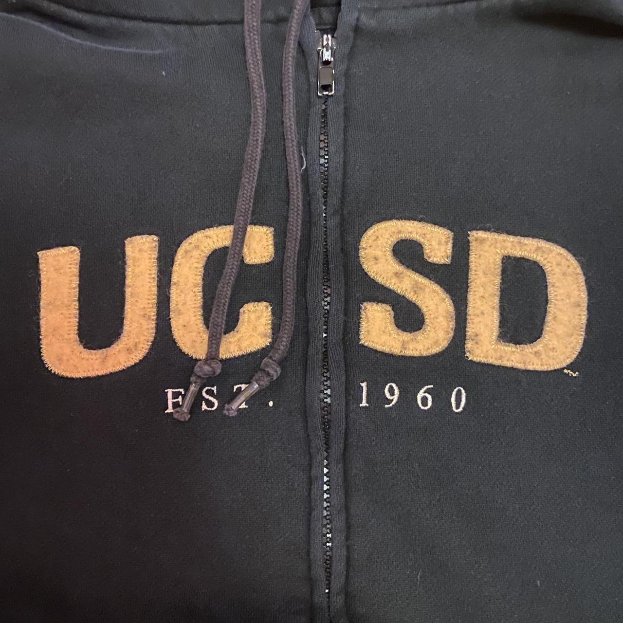 Vintage jansport black zip up UCSD drawstring size... - Depop