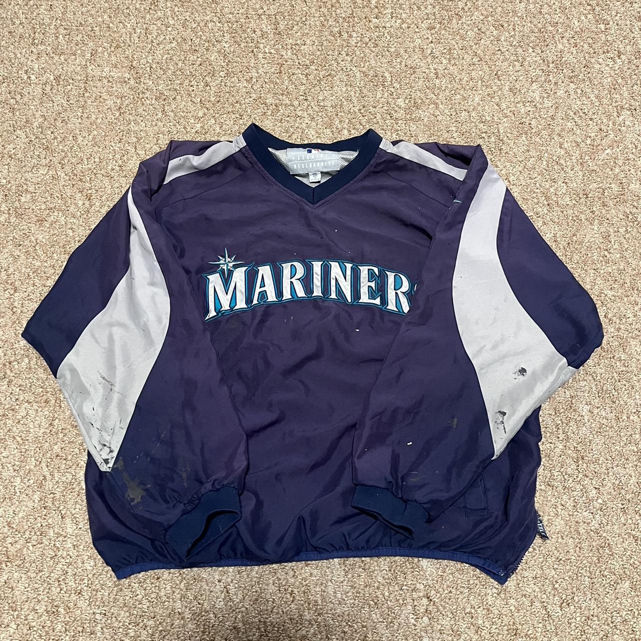 Vintage Mariners MLB Merchandise Windbreaker Burn... - Depop