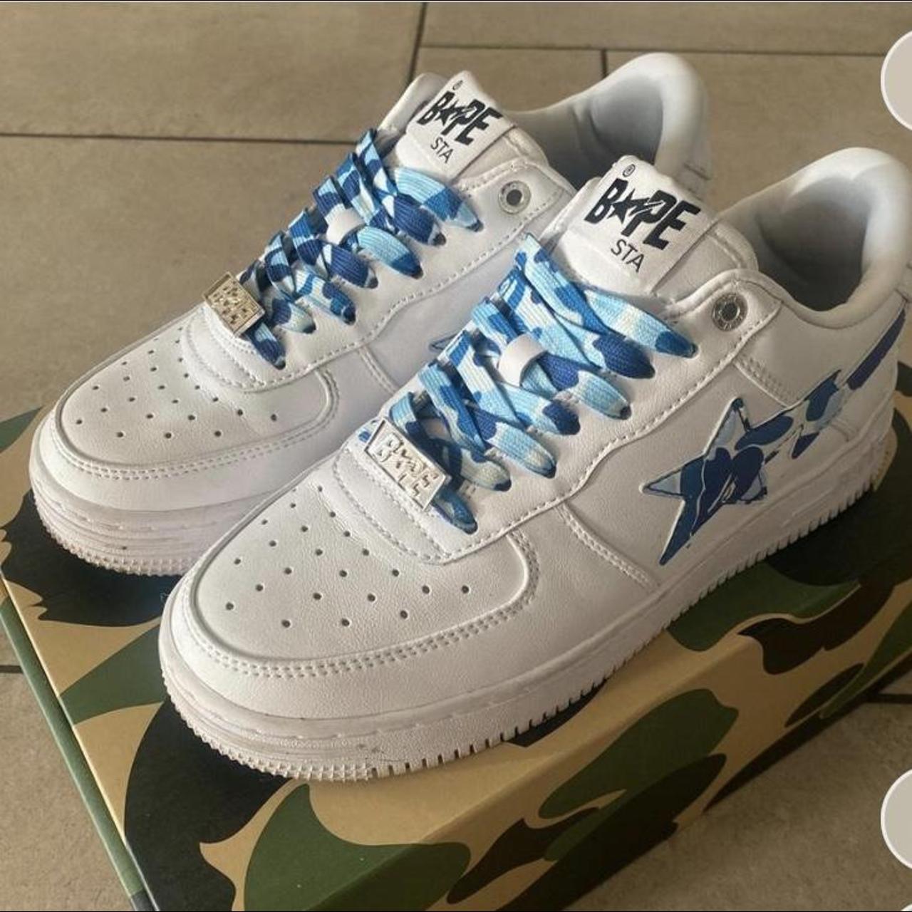 A Bathing Ape Bapesta Low White Blue Camo NEED GONE... - Depop