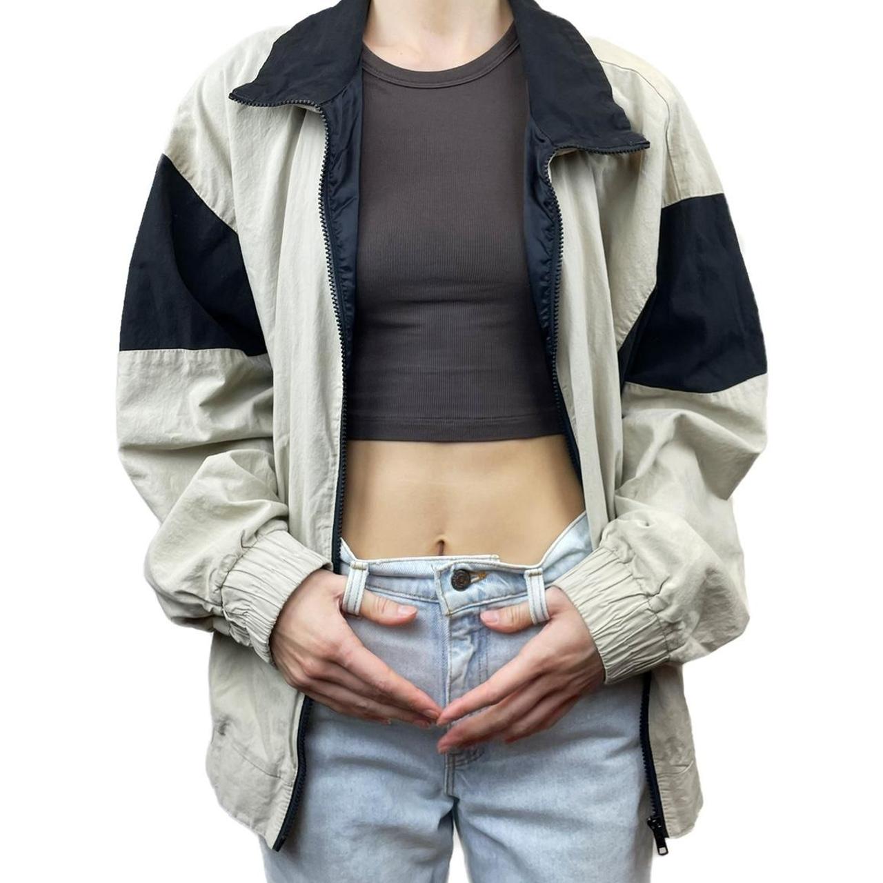 vintage black and khaki colorblock windbreaker shell... - Depop