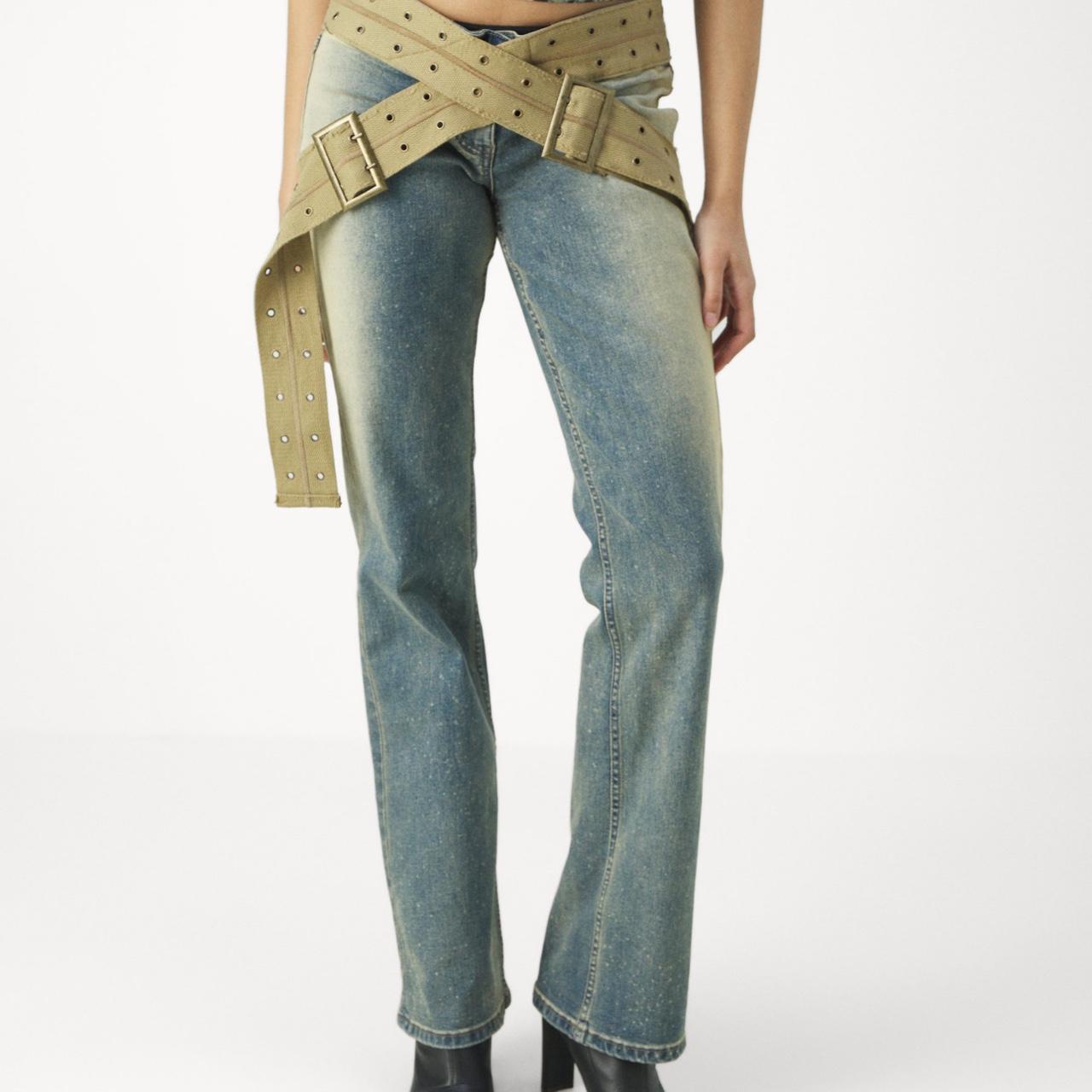 jaded london strap up stonewash bootcut jeans size... - Depop