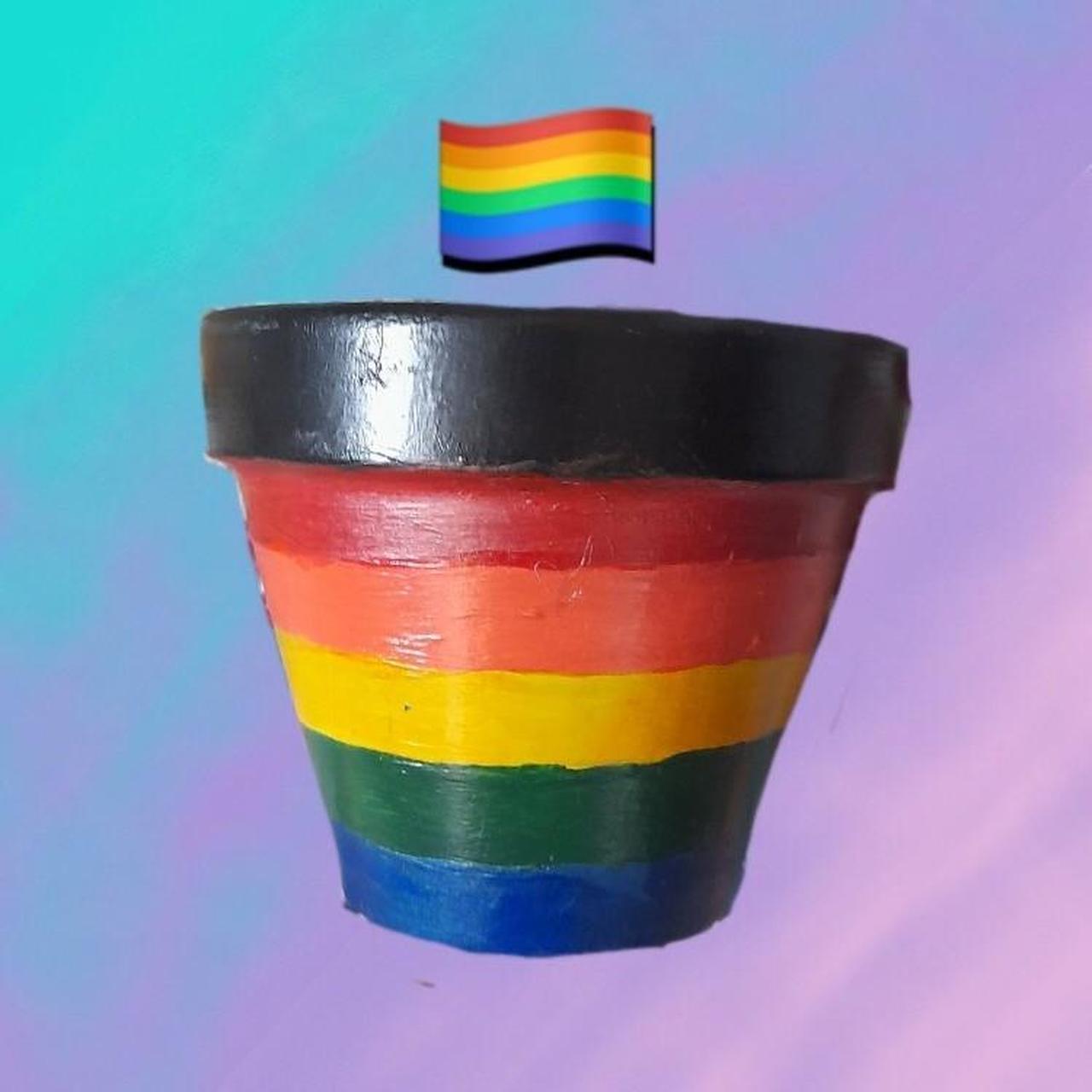 Hand painted rainbow plant pot 😍 #lgbt #plants #art... - Depop