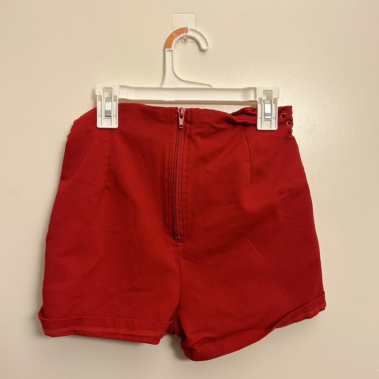 spirit red lace up shorts ️ zips up in back,... - Depop