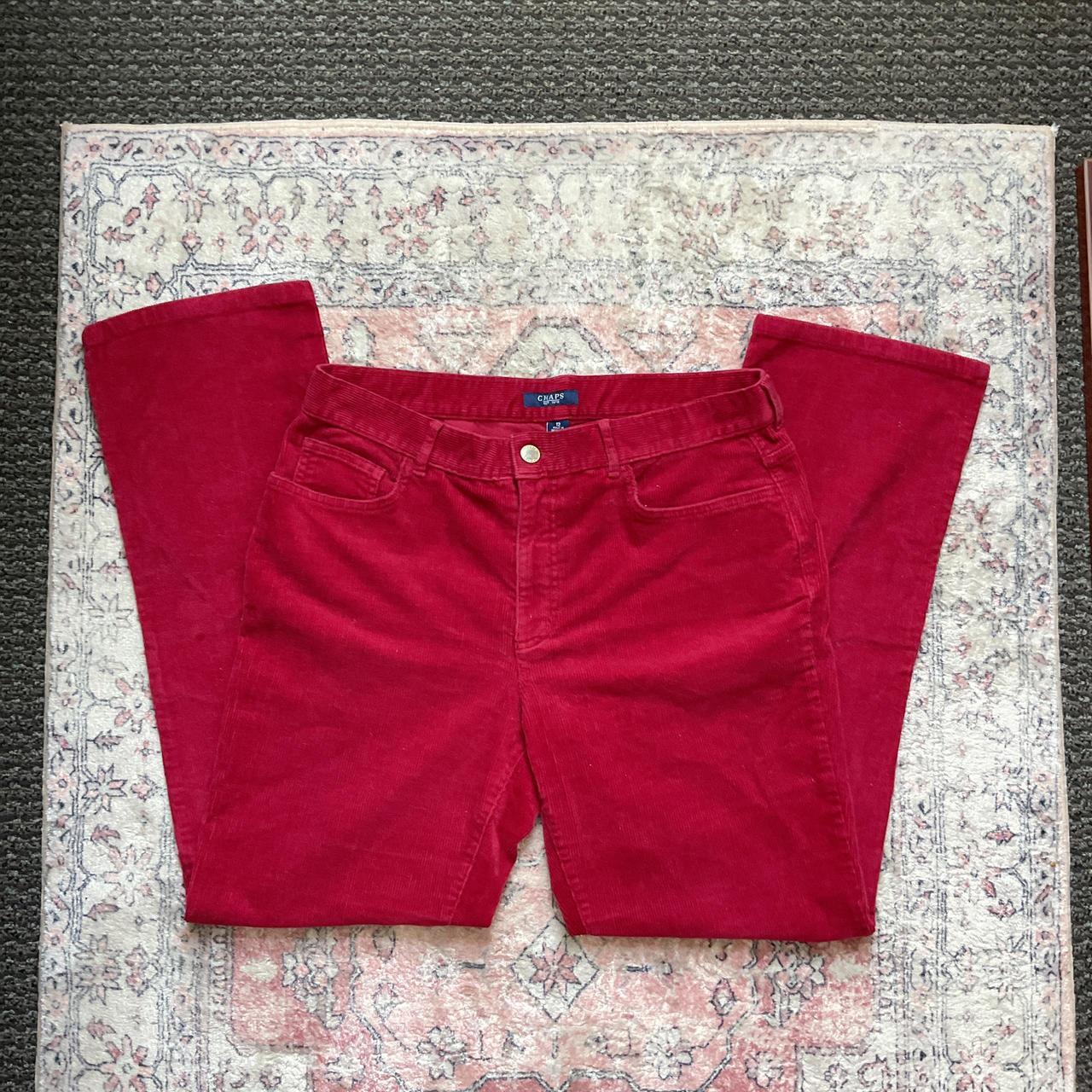Super cute red corduroy straight leg pants with... - Depop