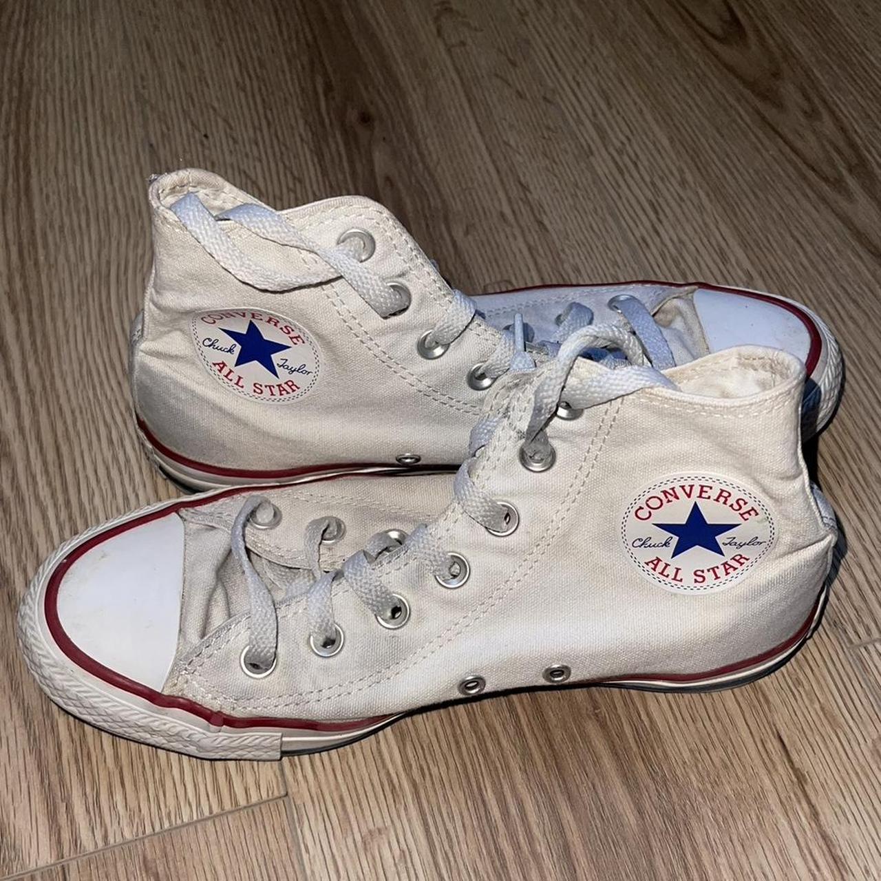 All white converse, used but still in good condition... - Depop