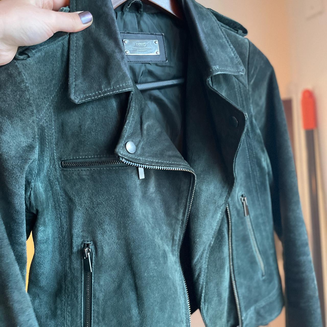 Mango Women's Khaki and Green Jacket | Depop