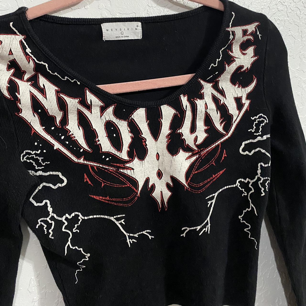 Alternative Design Cropped Long Sleeve ☆ Size Large... - Depop