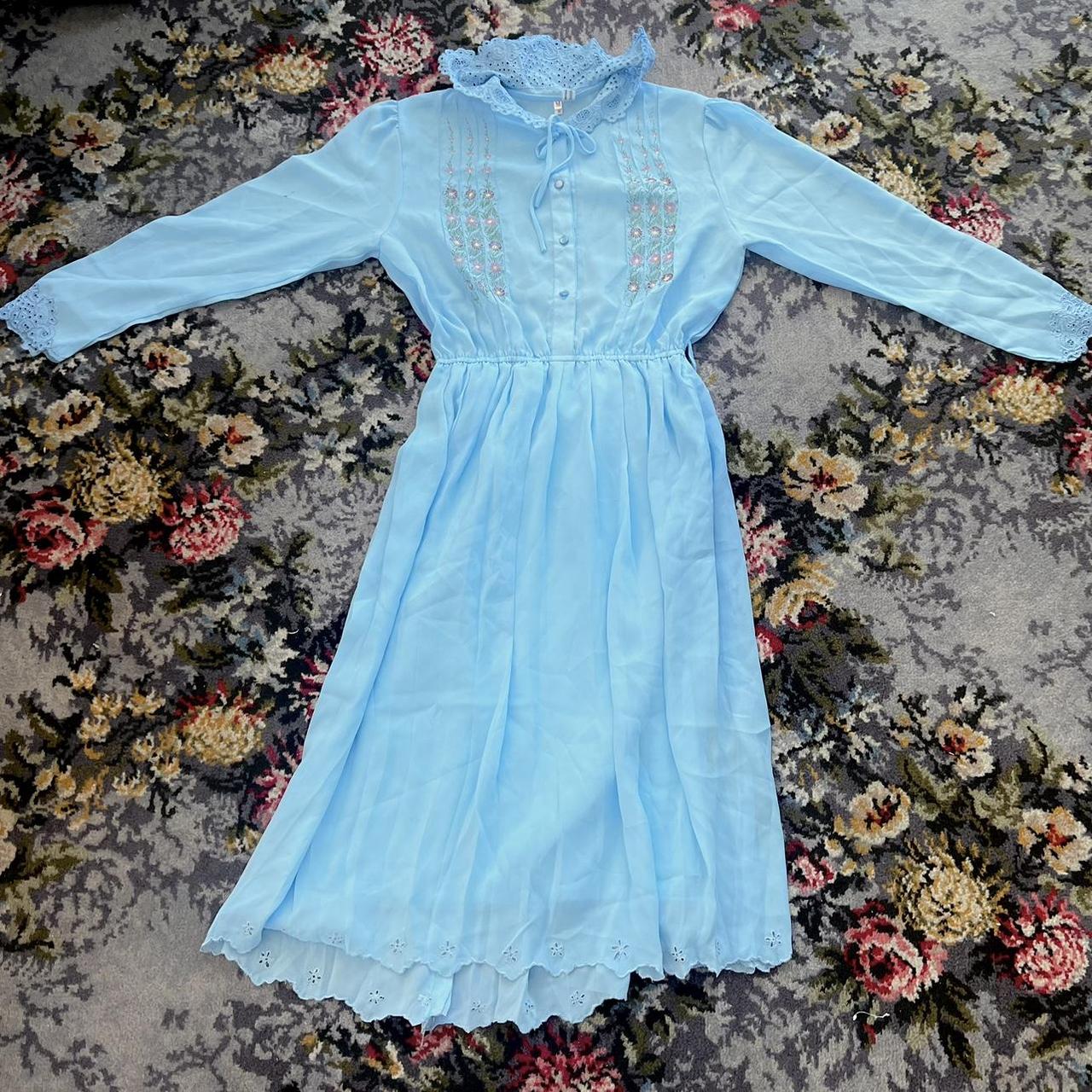 No brand, blue, lace coquette dress! Pre loved! 🌸🌸 - Depop