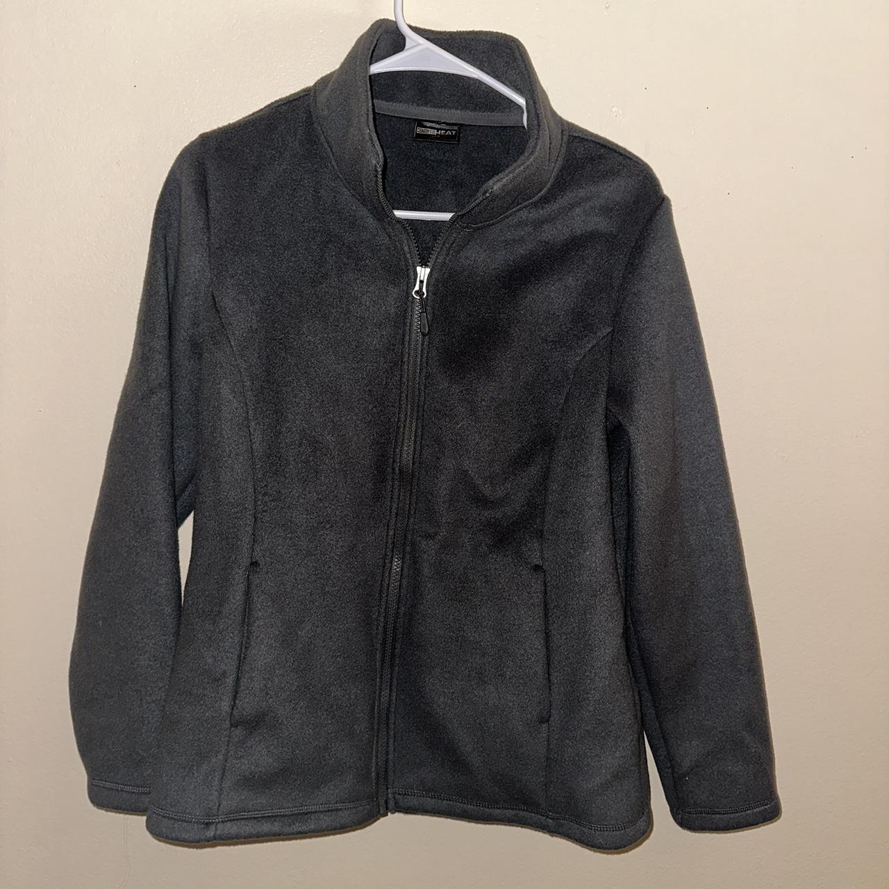 Grey full zip fleece jacket Size medium - Depop